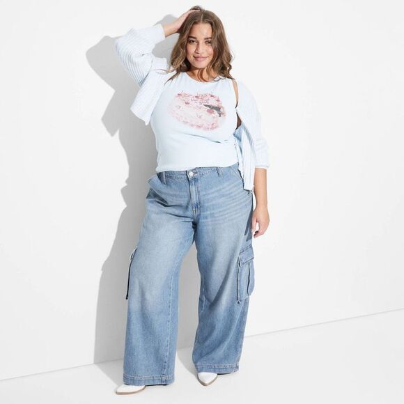 wild fable | Jeans | Wild Fable Womens Midrise Wide Leg Cargo Baggy ...